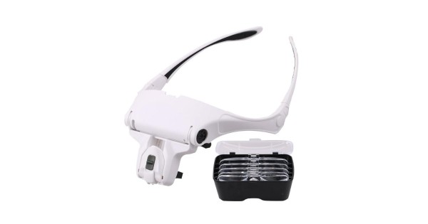 LED Head Mount Magnifier Glasses - 5 Lenses, Jeweler's Loupe - NZ$13.55 ...