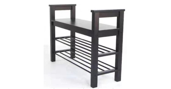 Shoe Rack Bench, Shoe Organizer, Storage Shelf Two-tiered– Black - NZ ...