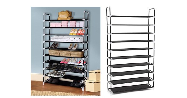 10-Tier Shoe Rack Shoes Organiser Shelves - Black - NZ$30.89 | eMax.co.nz
