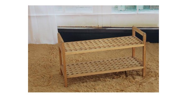 Solid Hardwood Shoe Rack 4 Tiers Nature Wood - NZ$60.4 | eMax.co.nz