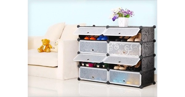 Shoe Rack Cabinet with Wardrobe Shelving - NZ$46.26 | eMax.co.nz