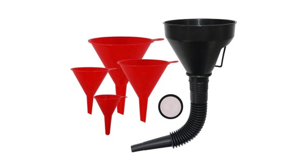 5 Pc Fuel Funnel Set: Wide Mouth Plastic Oil Funnel w/ Hose - NZ$11.55 | eMax.co.nz